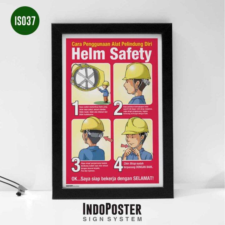 Poster K3 Safety Cara Penggunaan APD PPE - Helm Safety Pelindung Kepala ...