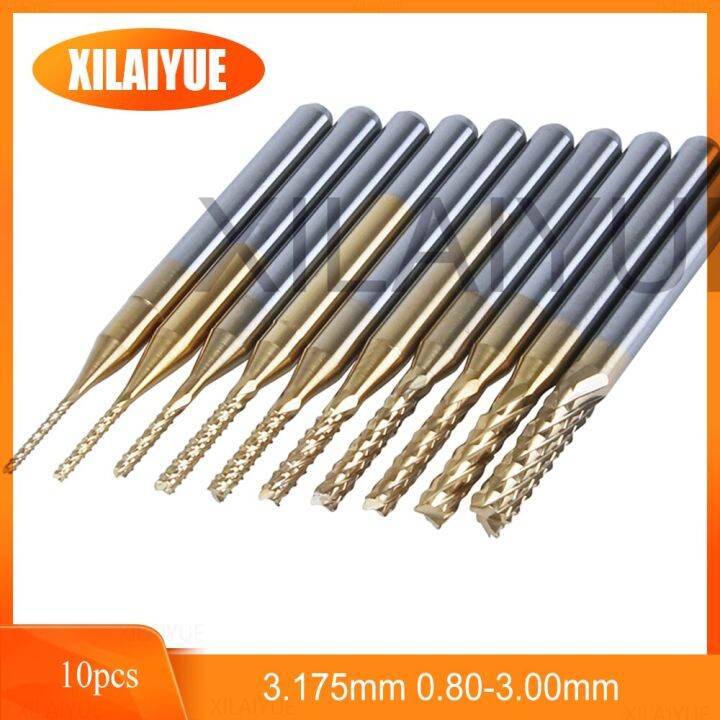 10PCS 3.175mm 0.80-3.00mm PCB Milling Cutter เคลือบ / ไทเทเนียมชุบ PCB ...