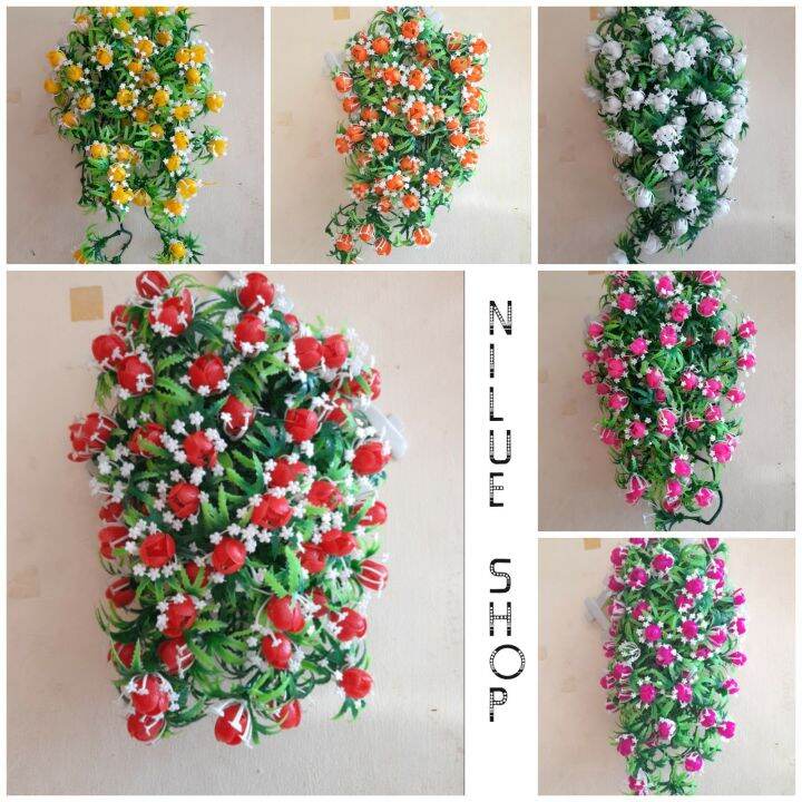 bunga hias tempel dinding juntai rimbun free pagar artificial bunga ...