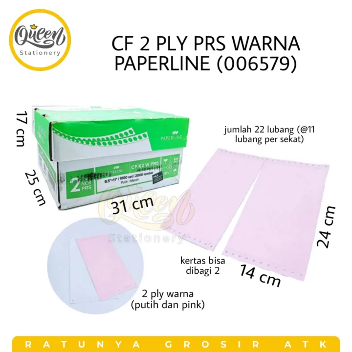 1 BOX CF 2 PLY PRS WARNA PAPERLINE / CONTINUOUS FORM / KERTAS NOTA ...