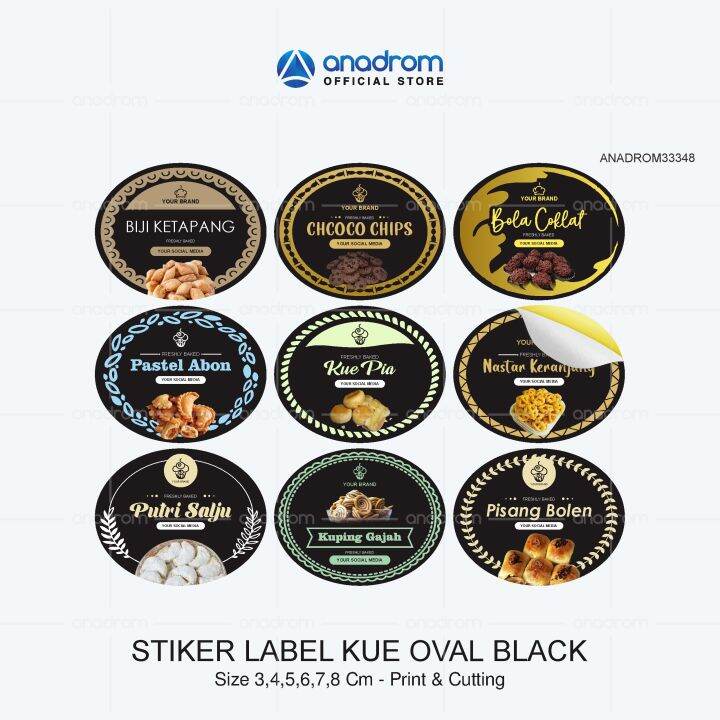 Stiker Label Kue Oval Black | Sticker Label Kue Kering | Anadrom 3348 ...