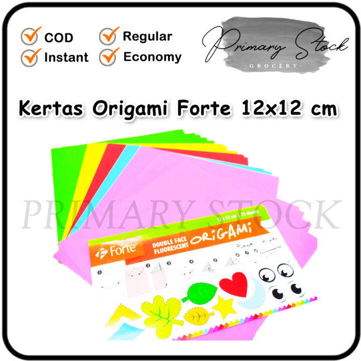 Kertas Origami 2 Sisi Murah 12x12 cm Forte Origami Paper Polos | Lazada ...