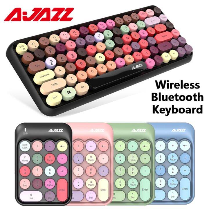 Ajazz 308I Wireless Keyboard 18/84 Keys Round Keycap Bluetooth Keyboard ...