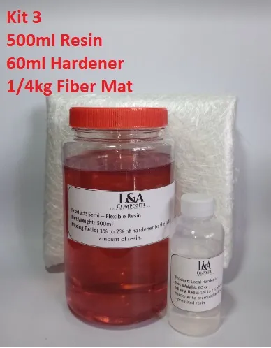 Fiberglass Kit 4 (D3)500ml Resin, 60ml Hardener with 1/4kg Fiber Mat | Lazada PH
