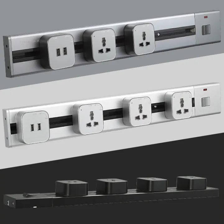 Rewnssin Surface Mounted Slide Track Socket 40/60/80/100cm+Removable UK ...