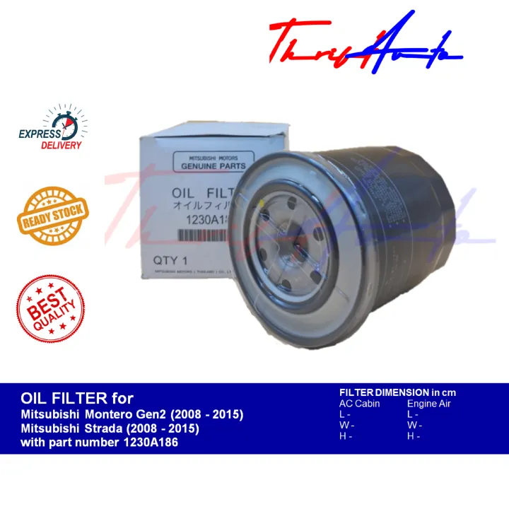 Oil Filter (1230A186) Mitsubishi Montero Gen2 (2008 - 2015), Mitsubishi ...