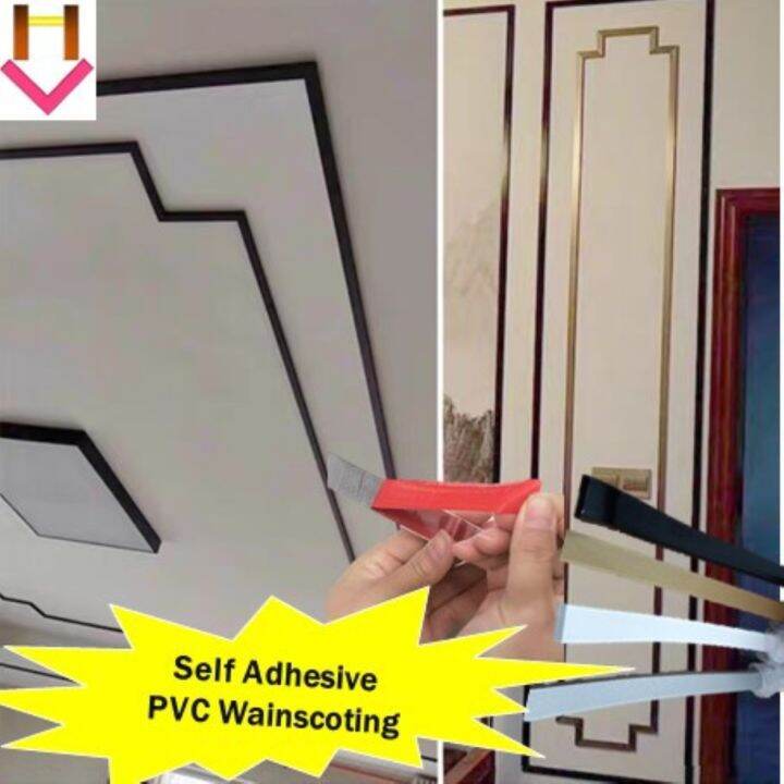 5m Self Adhesive PVC Wainscoting / 3D Waist Line / Imitation Gypsum ...