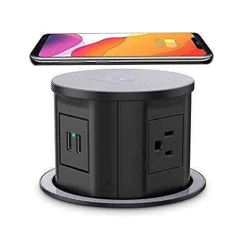 Pop up Outlet,Pop up Power Strip with Wireless Charger,Retractable ...