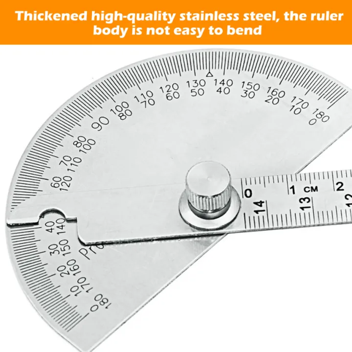 145mm Stainless Steel 180 Protractor Angle Meter Measuring Ruler Rotary ...