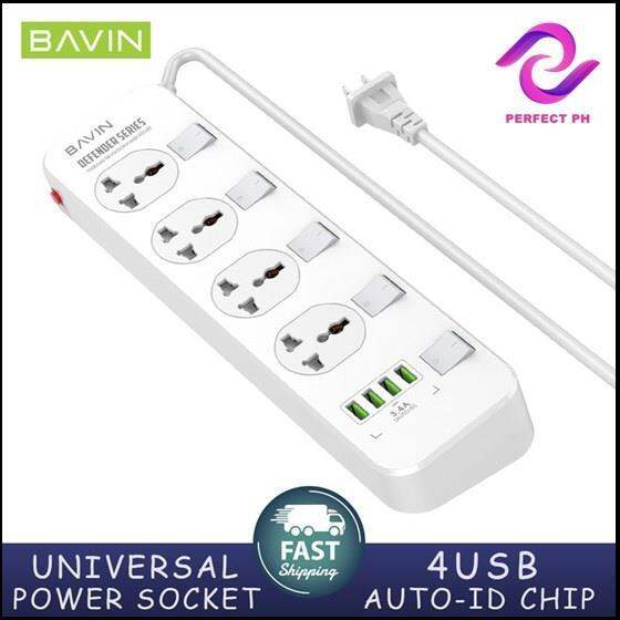 【COD】 BAVIN SC4408 3.4A USB HUB Fash Charger w/ 4 Power Socket Safety ...