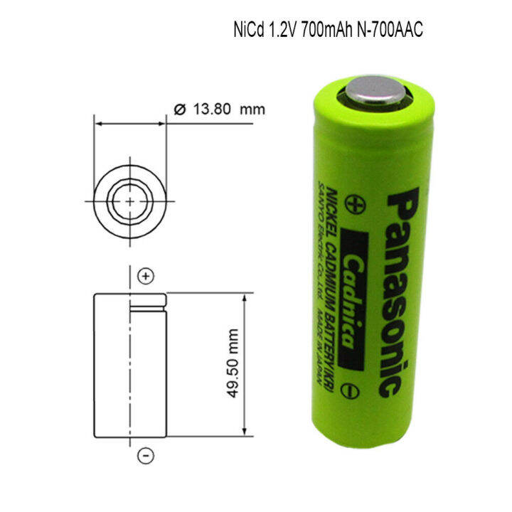 PANASONIC Cadnica NiCd AA 14500 1.2V 700mAh Rechargeable Battery N-700AAC 1pc | Lazada PH