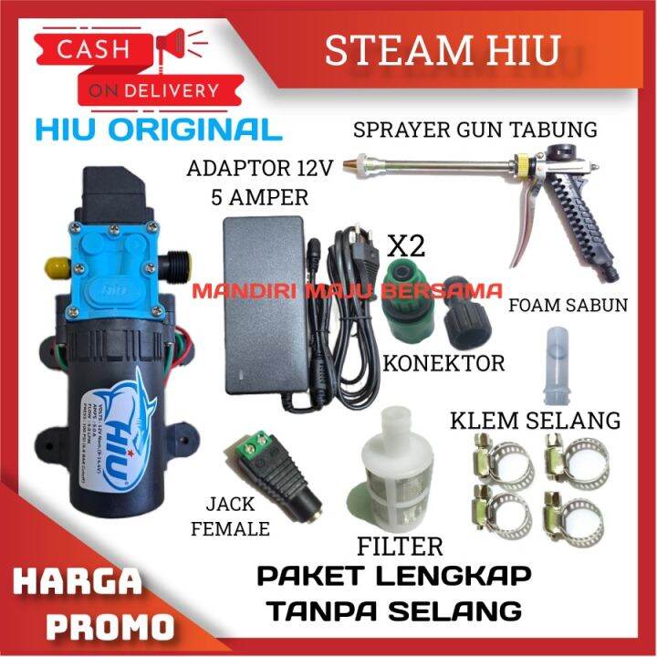 Alat cuci motor portable Pompa Dc Hiu 12v 100 Psi 5 Lpm Tanpa Selang ...