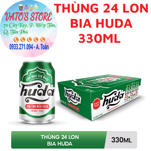 Thùng 24 lon bia Huda 330ml (330ml/lon) / Lốc 6 lon bia Huda 330ml ...