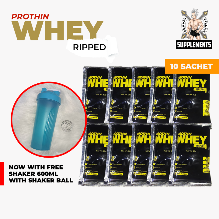 PROTHIN WHEY RIPPED CREAMY VANILLA 10 SACHETS WITH FREE SHAKER | Lazada PH