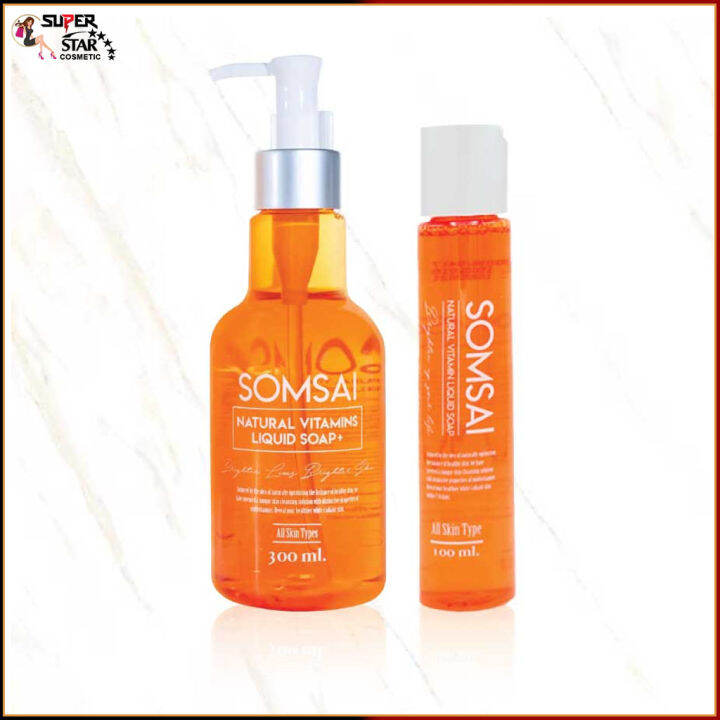 สบู่ส้มใส SOMSAI NATURAL VITAMINS LIQUID SOAP+ 300 ML./100ml ...