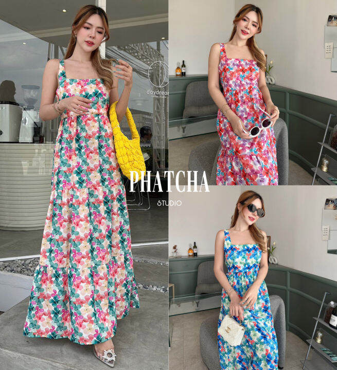 Risara💕แม็กซี่เดรสลายดอกสีสันสดใสรับซัมเมอร์มาแล้วคร่า!! ชุดเดรสสาย ...