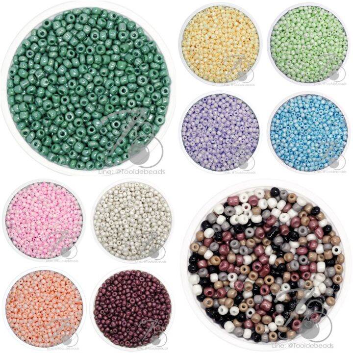 OK Brand ลูกปัดเม็ดทราย 8/0 โทนมุกด้าน (100 กรัม) | Lazada.co.th