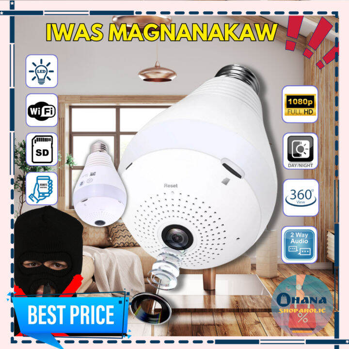 V380 Pro Light Bulb CCTV Camera With Built-In Microphone, Speaker And ...