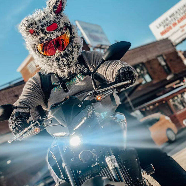 Personalized Cartoon Plush Full-Fa-ce Helmet Cover Set For Motorcycle ...