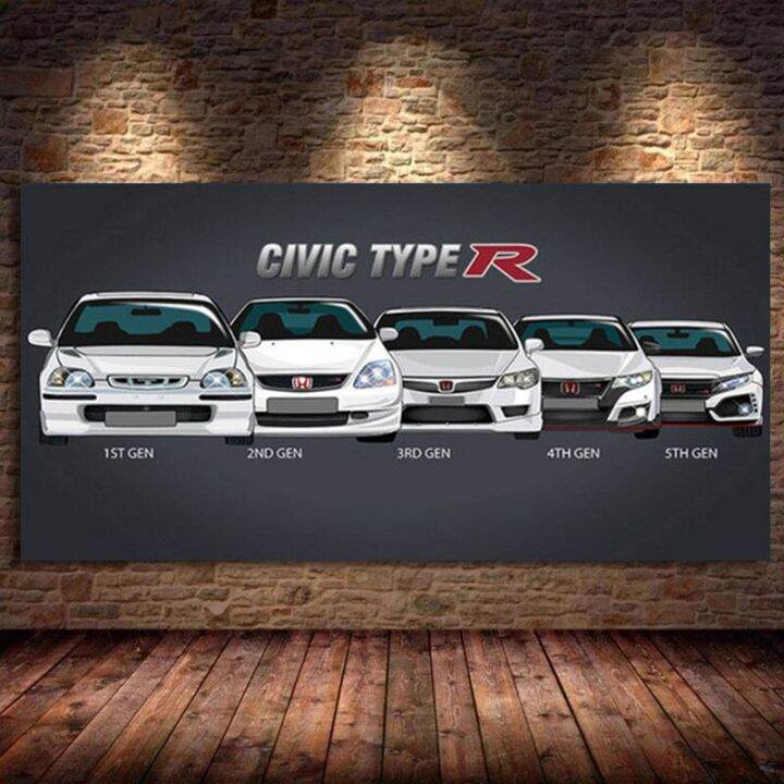 Vintage Honda Civic Car Posters - HD Printed Wall Art for Modern Living ...