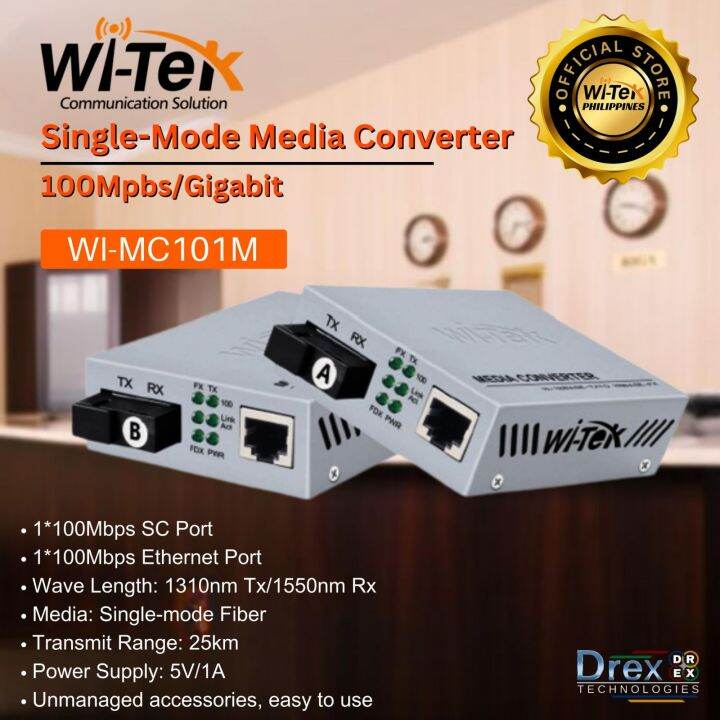 Wi-Tek WI-MC101M Singlemode Non-Gigabit Fiber Media Converter 25KM 1000Mbps | Lazada PH