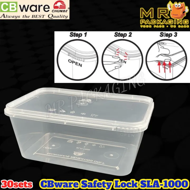 CB SLA 1000ml Safety Lock Rectangular Container With Lid [ 30sets± ...
