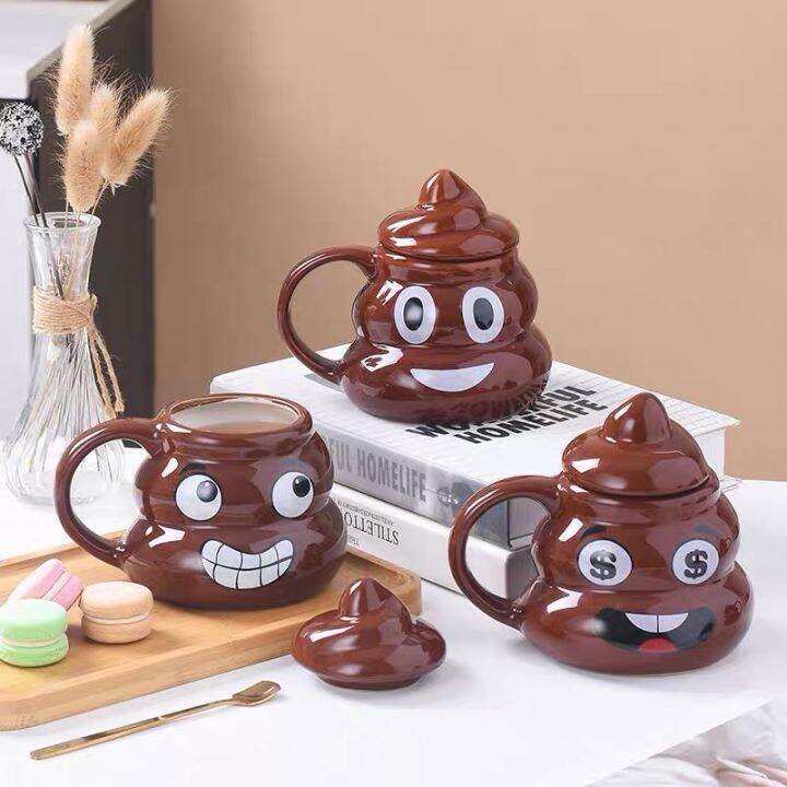Cute Spoof poop mug with lid cover | Lazada PH