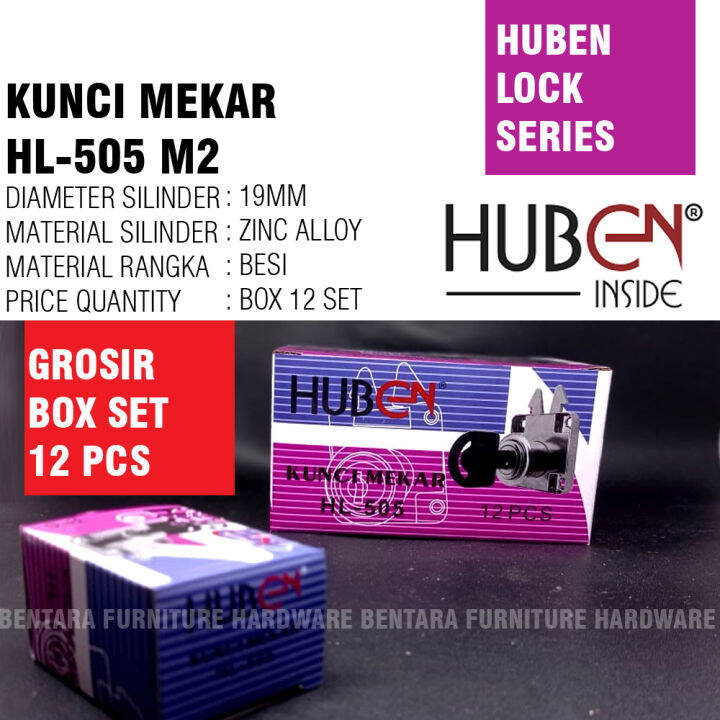(BOX SET 12 PCS) Huben Lock HL-505 M2 Kunci Mekar Lemari Geser ...