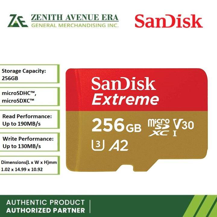 Sandisk SDSQXAV-256G-GN6MN 256GB Extreme Micro SD 190MB/s C10 | Micro ...