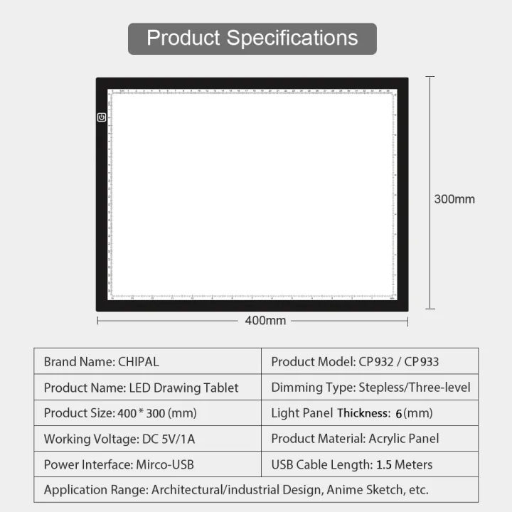 CHIPAL Digital A3 LED Drawing Tablet Even Light Box Art Painting ...