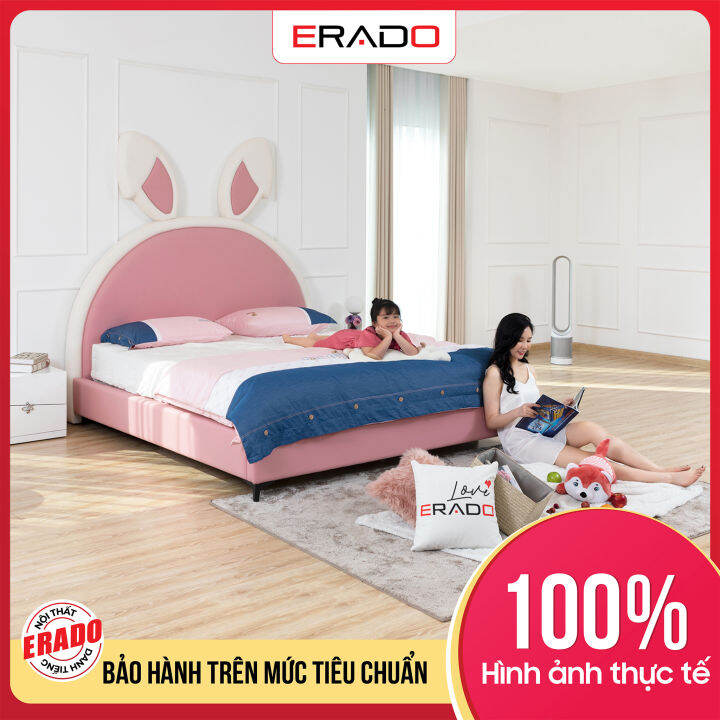 Giường ngủ thỏ hồng cho bé gái 1m5 khung gỗ tự nhiên bọc da hạng sang ...
