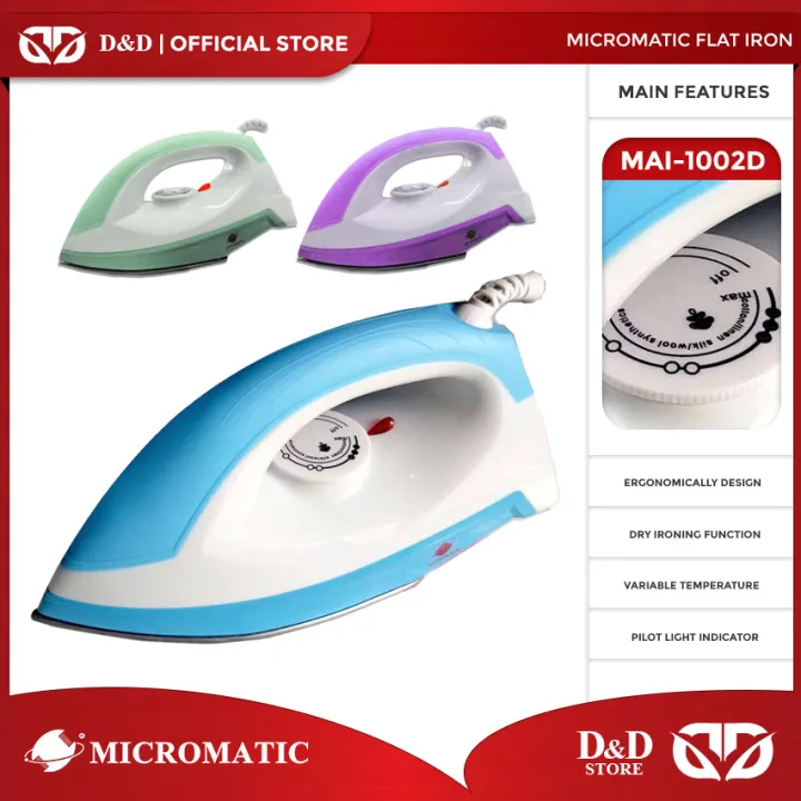 D&D | Micromatic MAI-1002D Flat Iron Non-stick Soleplate | Lazada PH