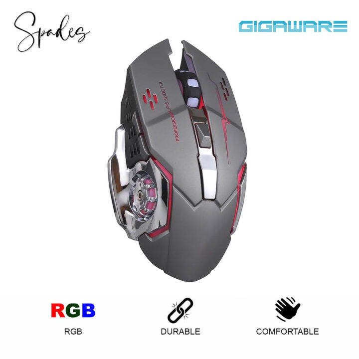 Gigaware Wolf X8 6 Buttons RGB Back-light Wireless Charging Gaming ...