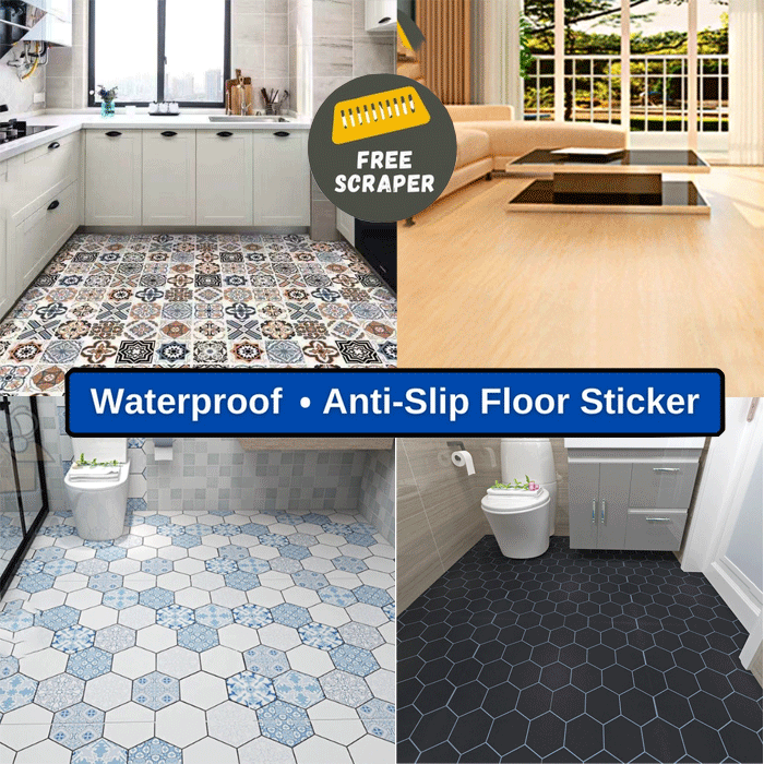 (1 Meter) Non Slip Floor Sticker Wallpaper Flooring Tile Kitchen ...
