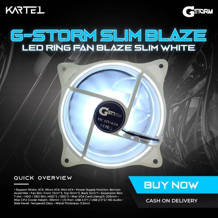 ☞G STORM BLAZE SLIM 120mm PC CPU Computer Case Cooling Fan (SNOW WHITE ...