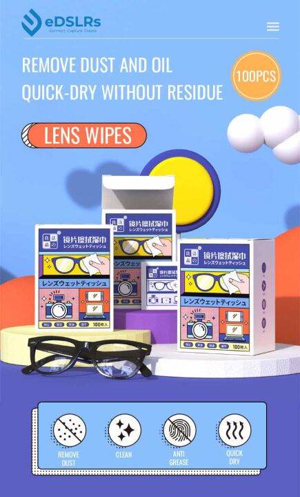 eDSLRs 200 Pcs Lens Cleaning Wipes Alcohol Spectacle Wet Wipe Pack Pre ...
