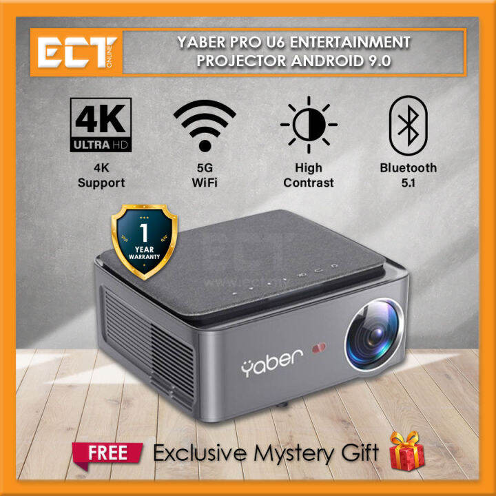 Yaber Pro U6 Entertainment Projector Android 9.0 with Ultra-Fast 5G Wi ...