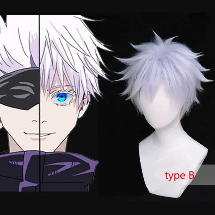 NEW Anime Jujutsu Kaisen Gojo Satoru 2 Types Cosplay Wig Light Purple ...