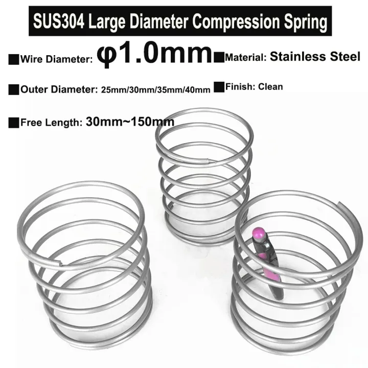 3Pcs Wire Diameter 1.0mm SUS304 Stainless Steel Large Diameter ...