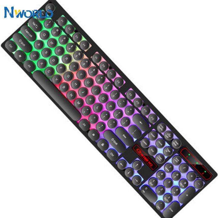 Wired Backlit Keyboard Retro Round Key Cap Universal Punk Steam Gaming ...