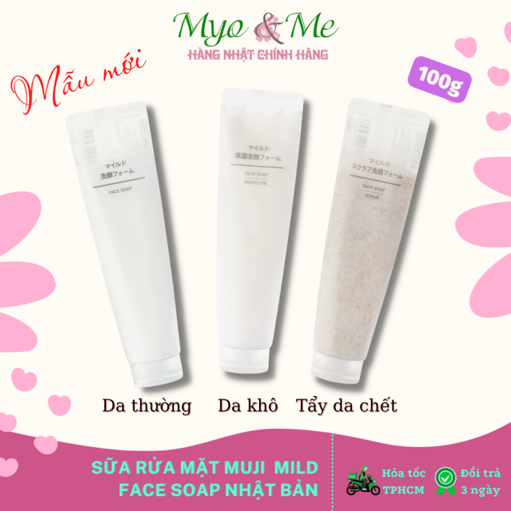 Sữa rửa mặt Muji Mild Face Soap/ Moisture/ Scrub Nhật Bản rửa mặt dịu ...