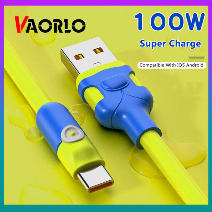 VAORLO 100W 6A สายข้อมูลชาร์จเร็วสำหรับ IOS Andrpoid ไมโคร USB Type-C 8PIN สายชาร์จ1M 2M สาย ...