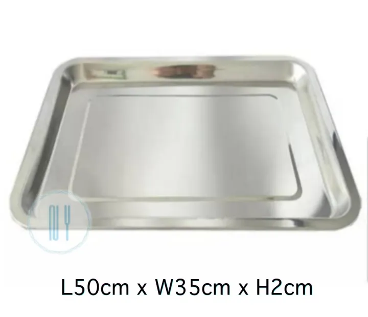 Food Serving Tray Platter 50cm Stainless Steel Dish Rectangle Plate ...