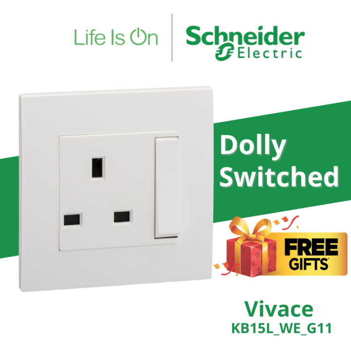 Schneider Electric Vivace Series 13A 250V 1 Gang Large Dolly Switched ...