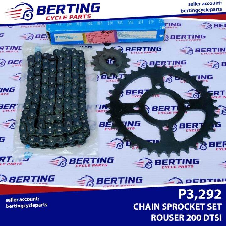 CHAIN SPROCKET SET Kawasaki Rouser 200 DTSI old 14T 38T 520 Genuine ...