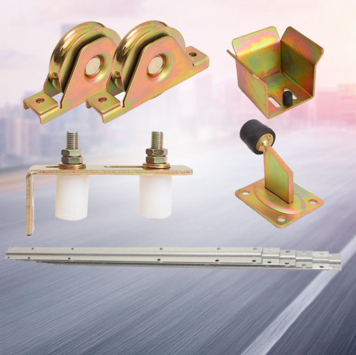 Sliding Gate U-Groove Hardware Set (Rollers, Tracks, Stopper, Catcher ...