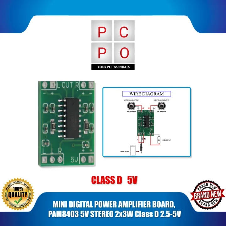 MINI DIGITAL POWER AMPLIFIER BOARD, PAM8403 5V STEREO 2x3W Class D 2.5 ...