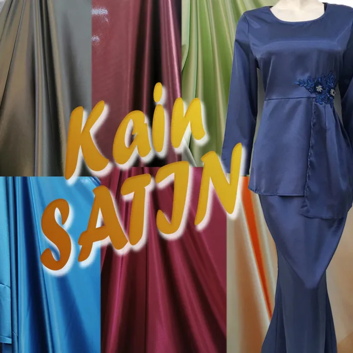 Plain Dull Satin Crepe Bidang 45 inch Kain Kosong Sateen Skirting Renda ...