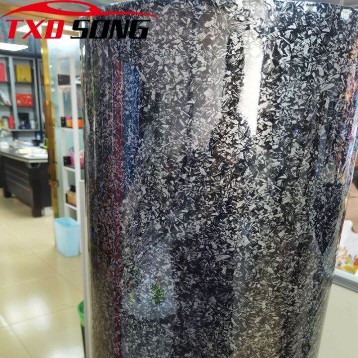 {Uu film pasting}Glossy 3D forged black silver gold Carbon Fiber ...