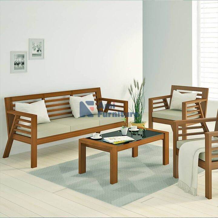 sofa set minimalis kayu include meja premium quality 311 -1 SIANTANO ...